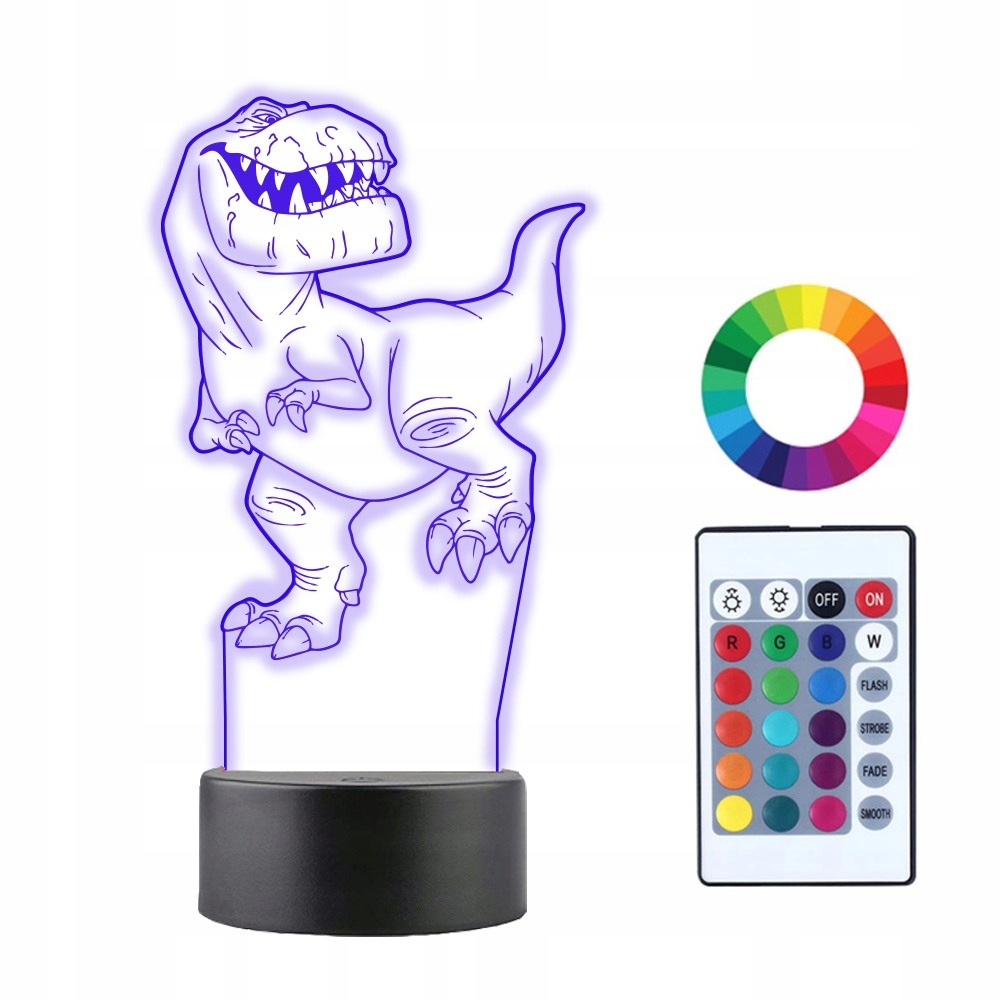 Lampka Nocna 3D Led DINOZAUR T-REX IMIĘ Grawer (5905342807667) • Cena ...