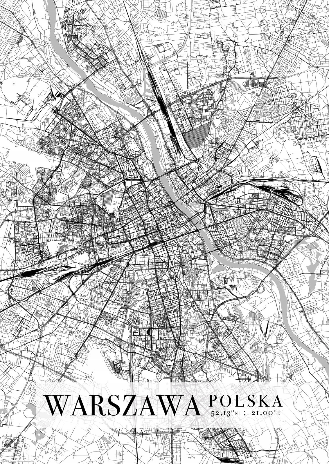 Varšava Mapa města – plakát A2 42x59,4 cm za 113.00CZK - Allegro