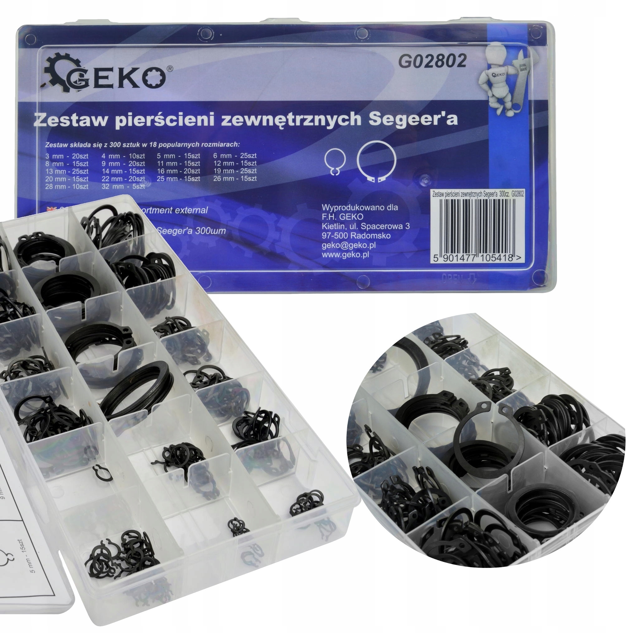 Segery pierścienie osadcze segera zewnętrzne Geko G02802 5901477105418 ...