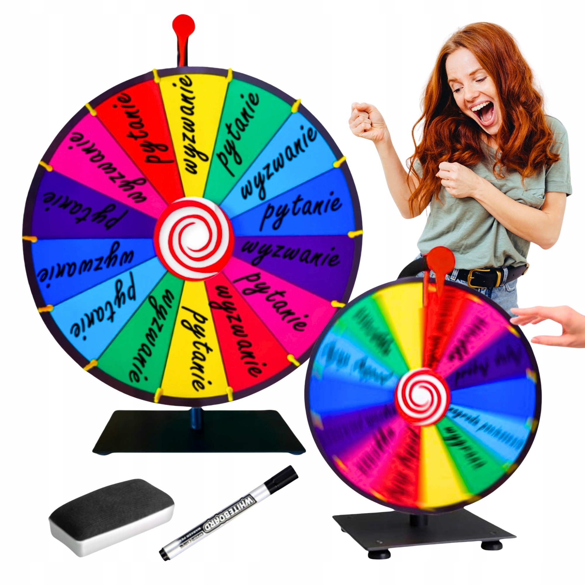 KOŁO FORTUNY SUCHOŚCIERALNE GRA DLA DZIECI LOTERIA 61 CM + MARKER i ...