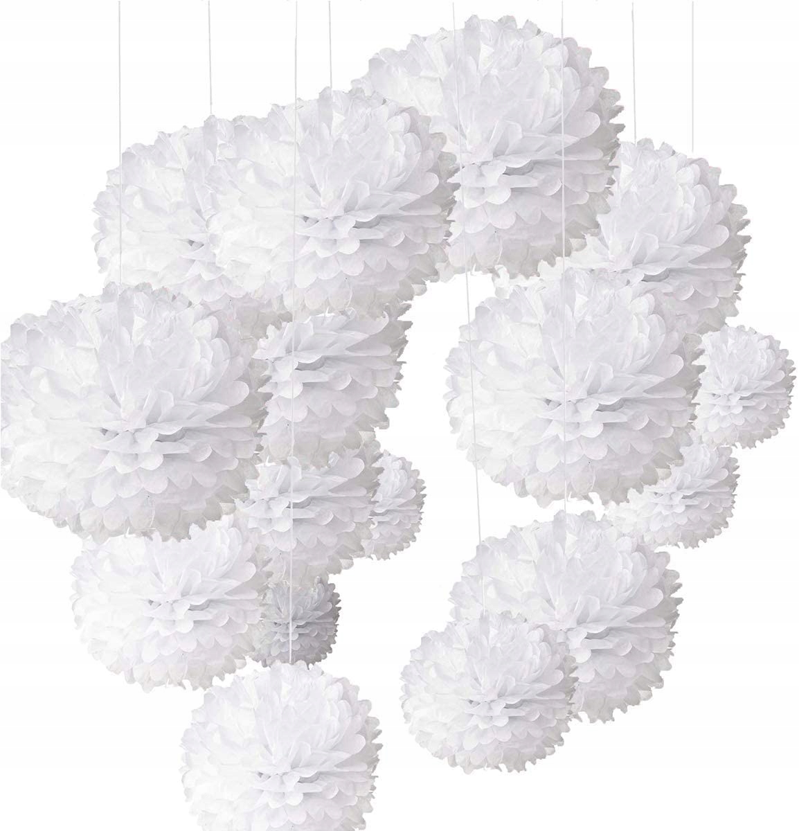 Pompony Kule Papierowe Dekoracja lubna Biay 30el 14261738778 - Allegro.pl