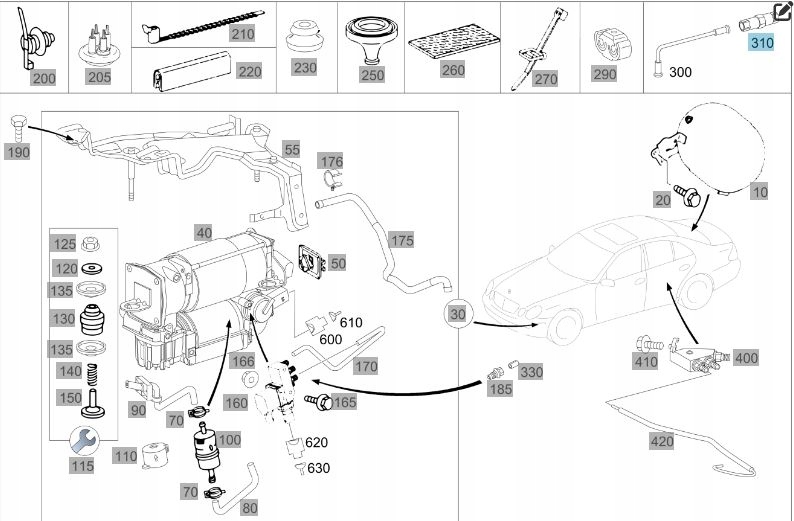 ŁĄCZNIK PRZEWODU AIRMATIC W211 W220 GLE Mercedes A0003270169 za 364,87 ...