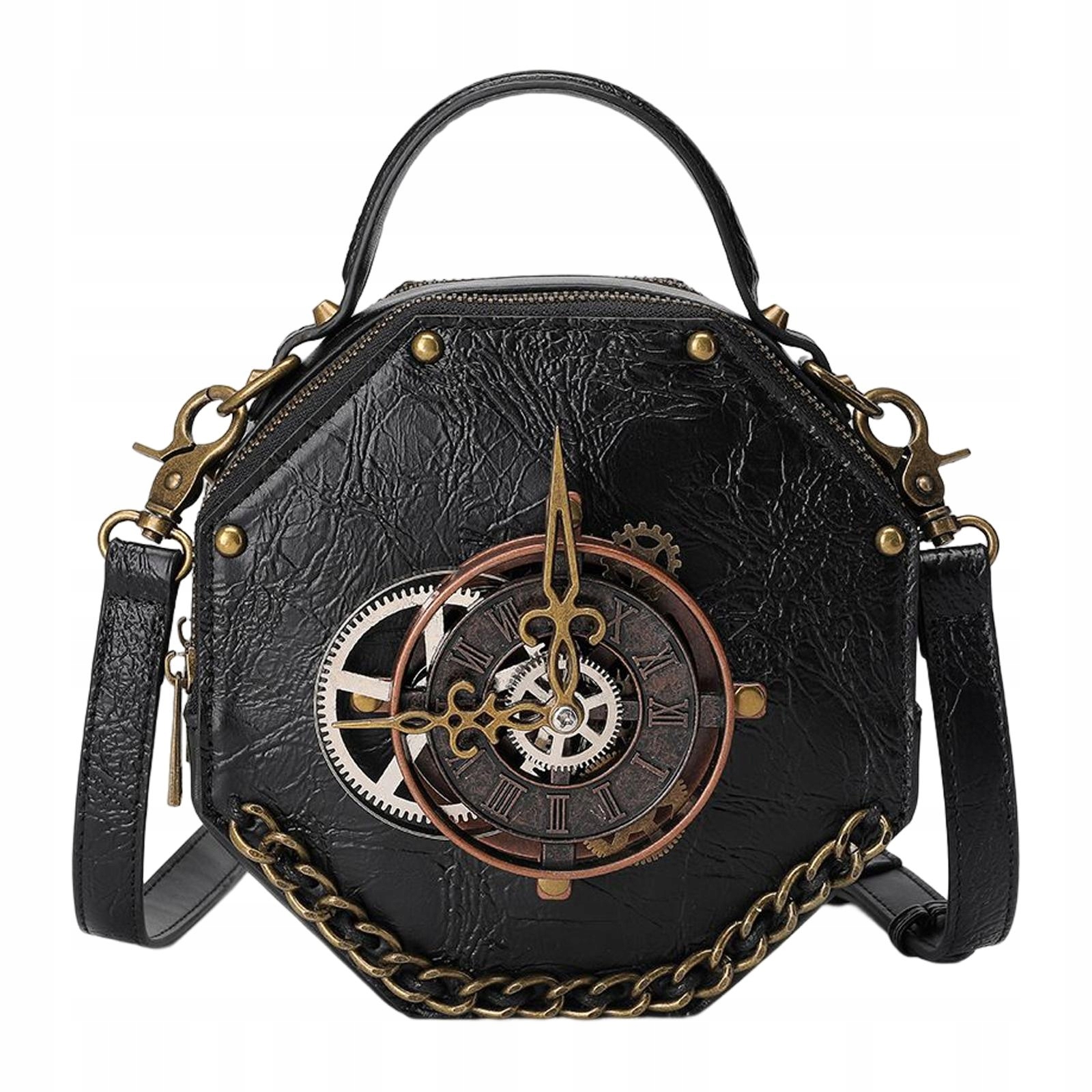 Punk Gothic Crossbody Bag Clock Purse Handbag PU Leather Retro Shoulder ...