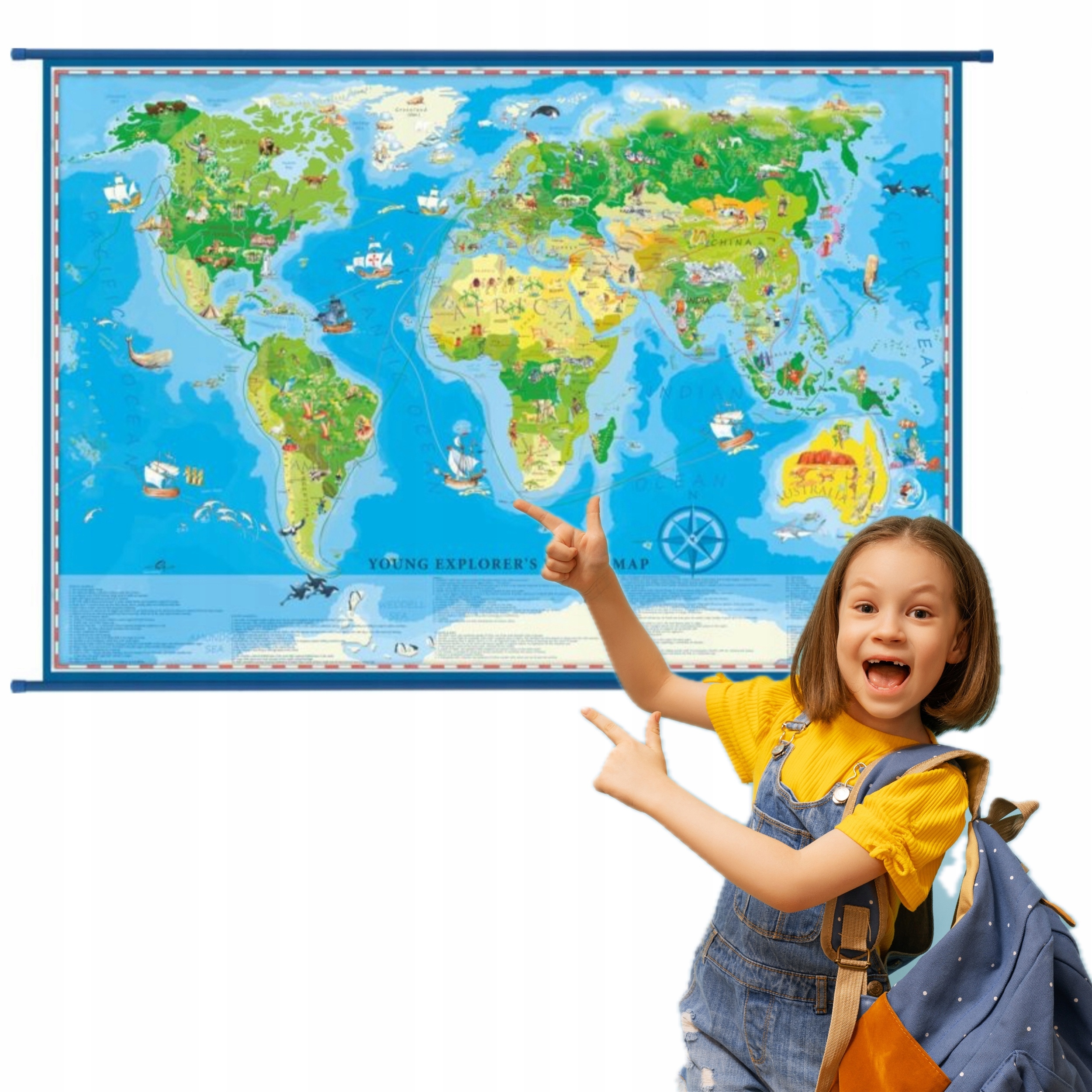 The world of the Young Explorer wall map for children - sticker Praca ...