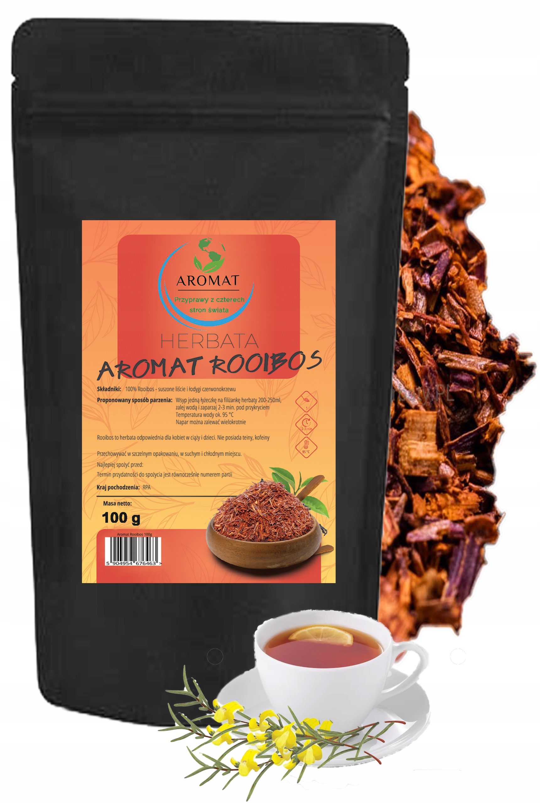 ČAJ ROOIBOS 100 G LISTY ČERVENÉHO KEŘE, AROMAT KVALITA, ZDRAVÍ 0,1 KG ...