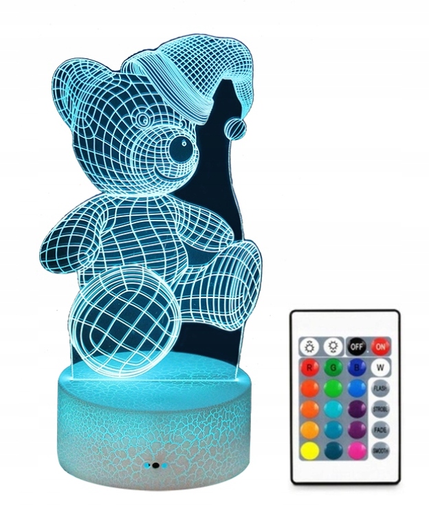 LAMPA 3D LED USB MIŚ TEDDY BEAR USZATEK PLUSZAK LAMPKA NOCNA 16 KOLORÓW - porównaj ceny - Allegro.pl