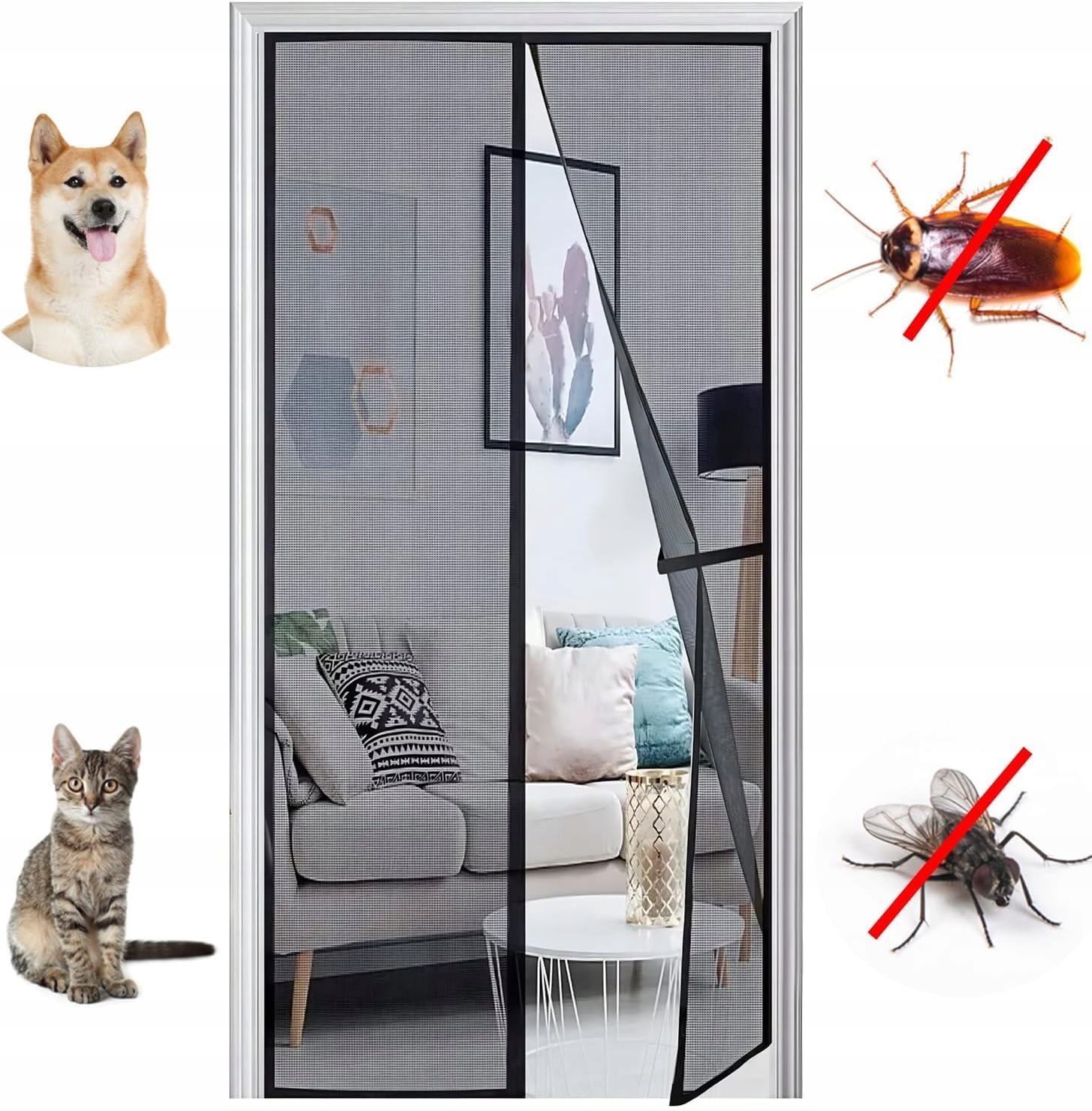 MOSKITIERA NA DRZWI BALKONOWE ZASŁONA SIATKA MOCNE MAGNESY 90 x 220cm (MOSKITIERA SIATKA NA ...