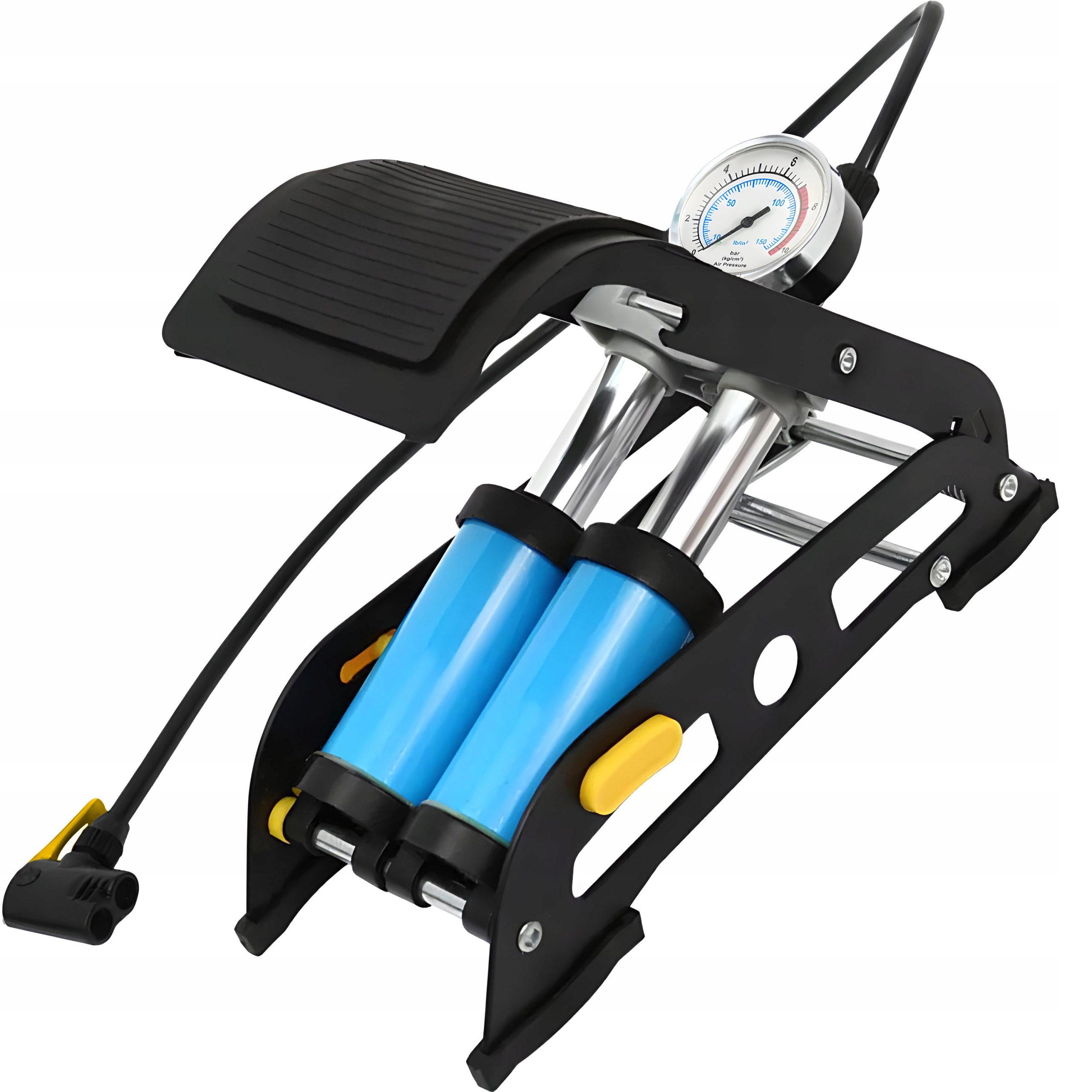 POMPKA NOŻNA DWUTŁOKOWA SAMOCHODOWA ROWEROWA MOCNA CZARNA ...