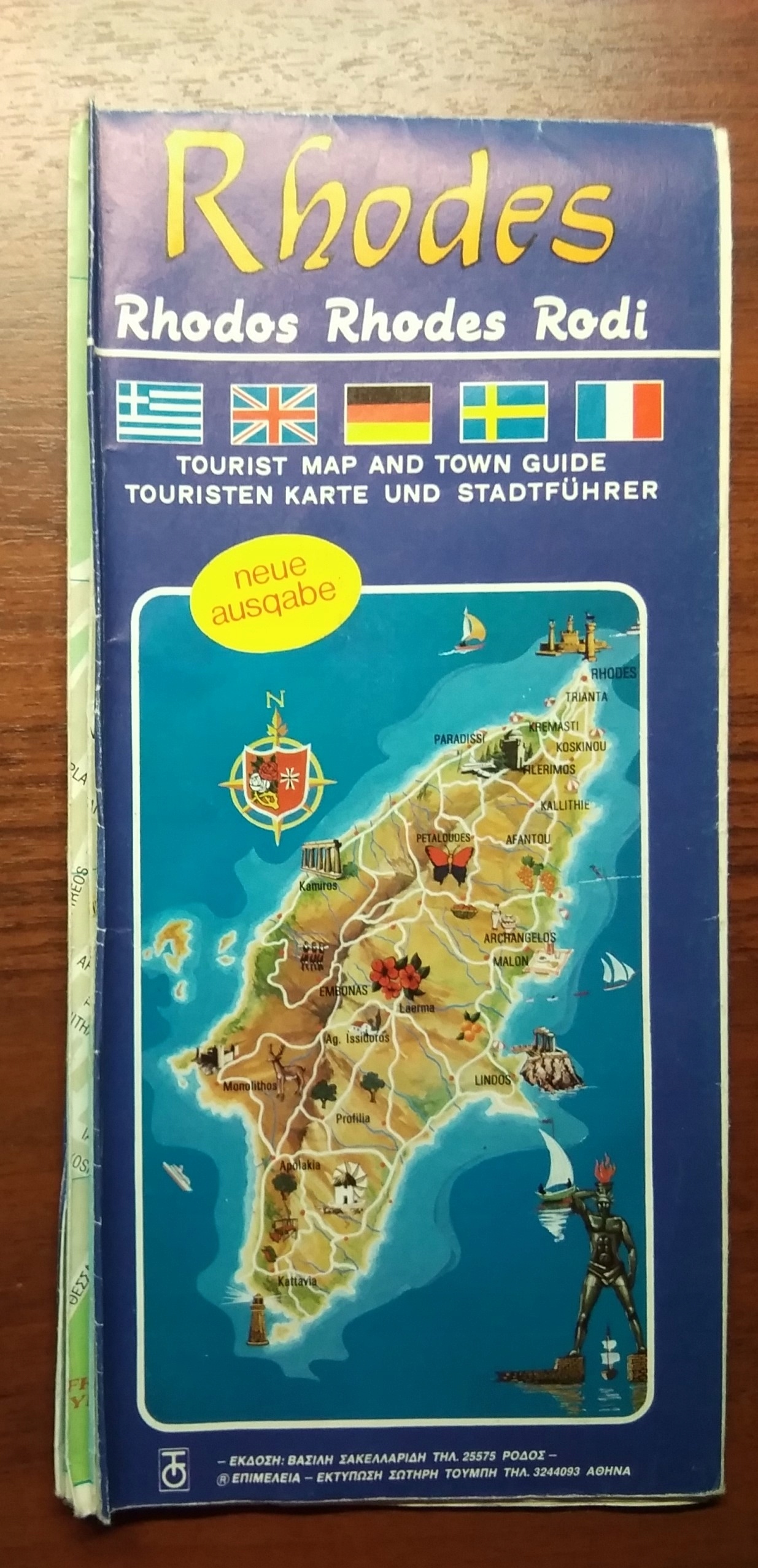 GRECHA Wyspa Rodos Rhodos mapa turystyczna plan 12342905672 - Allegro.pl