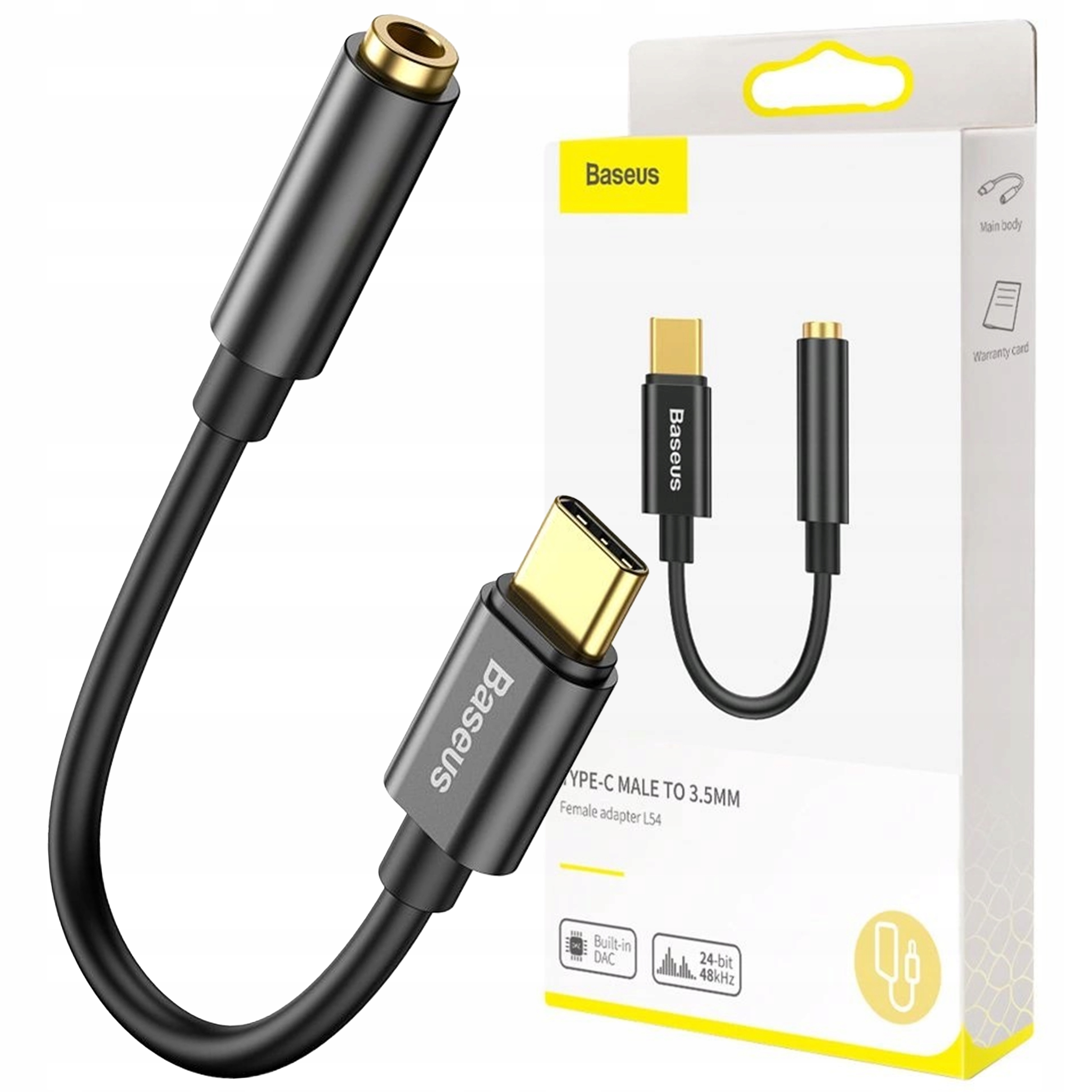 Adapter USB Baseus L54 USB-C - Jack 3.5mm Czarny (6953156297845 ...