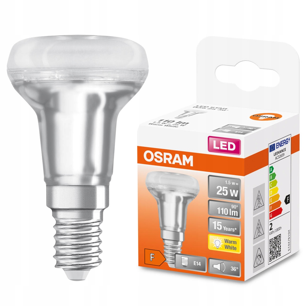 ŻARÓWKA LED REFLEKTOR R39 1,5W=25W E14 2700K OSRAM (4058075433243 ...