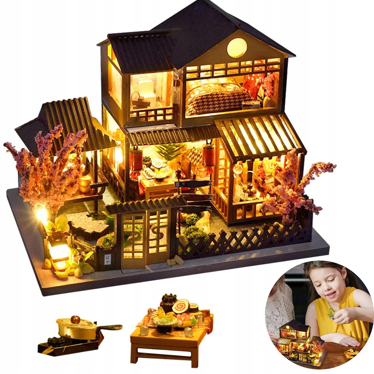 DIY DREVENÝ 3D MODEL MINI DOMČEK JAPONSKO ZÁHRADA HOBBY SÚPRAVA PRE ...