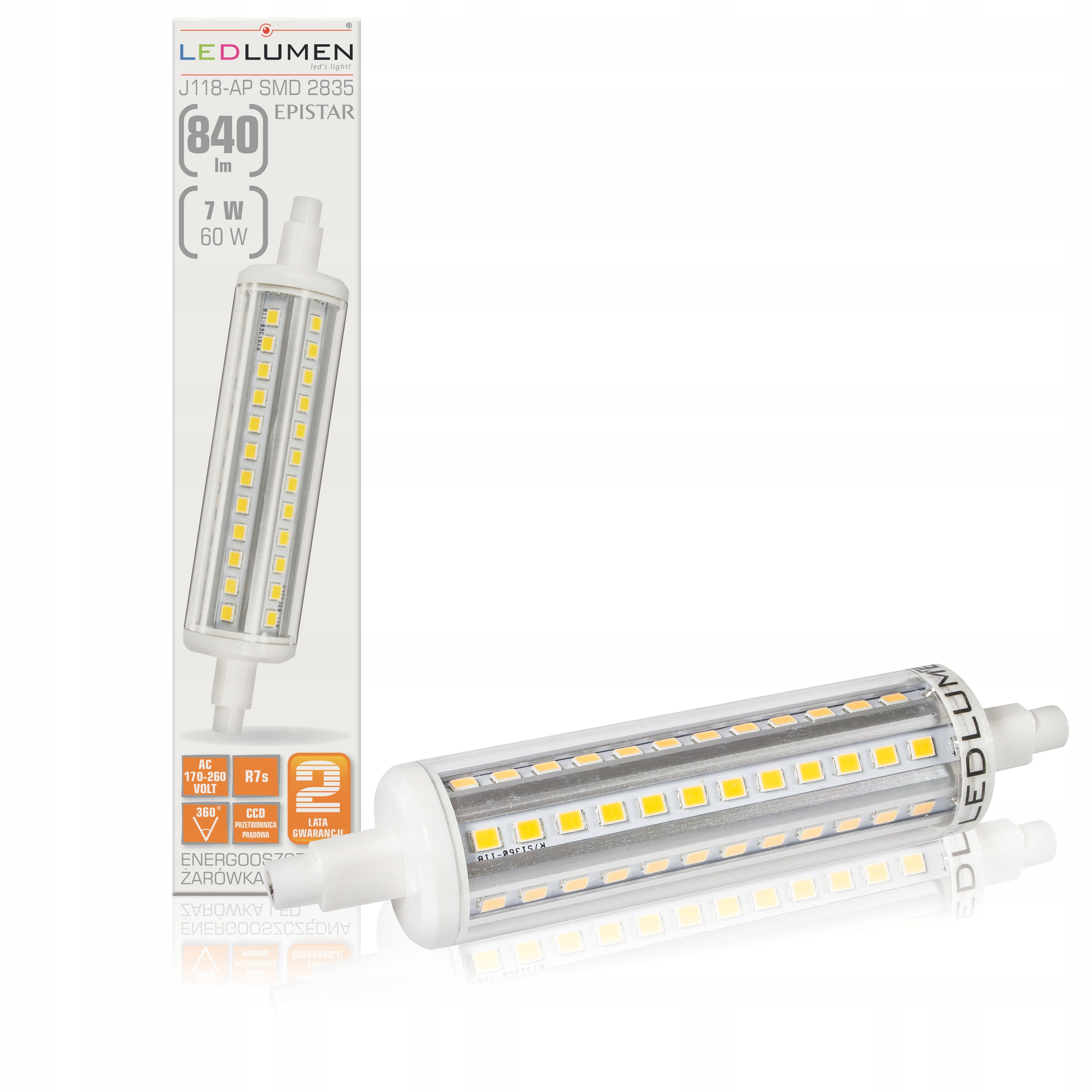 Żarówka Żarnik LED J118 R7s 7W=60W 840lm 360° 118mm Energooszczędna ...