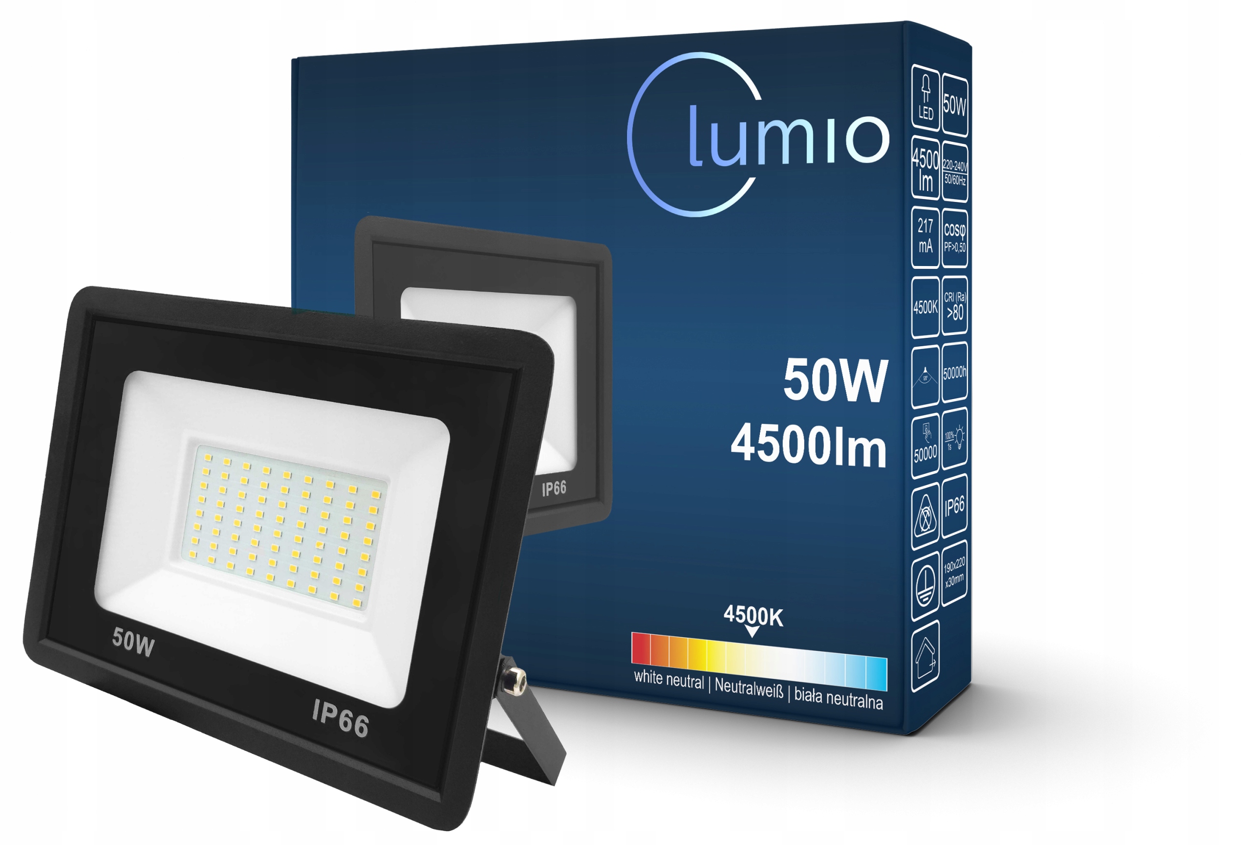 LED NAŚWIETLACZ HALOGEN 50W LAMPA REFLEKTOR ZEWNĘTRZNY IP66 SLIM MOCNY ...