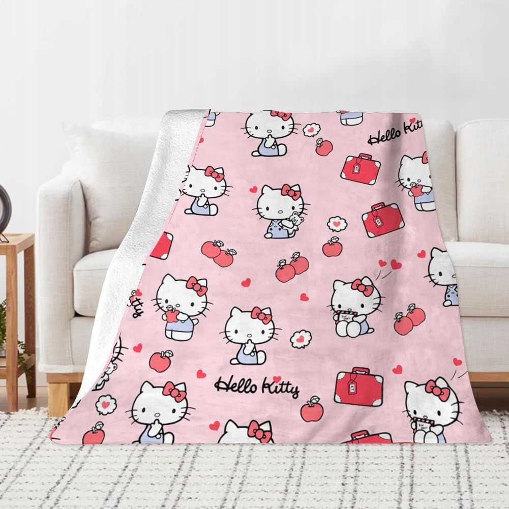 HELLO KITTY Flanelová deka 3D Anime Růžová 95x135 cm - Allegro