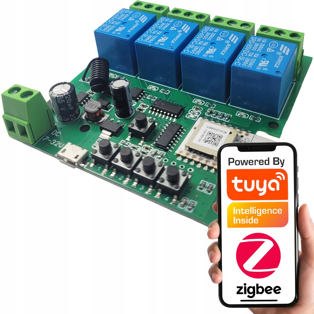 Inteligentny Sterownik 4CH 5-32V DC beznapięciowy ZigBee RF TUYA eWeLink (5904496820591) • Cena ...