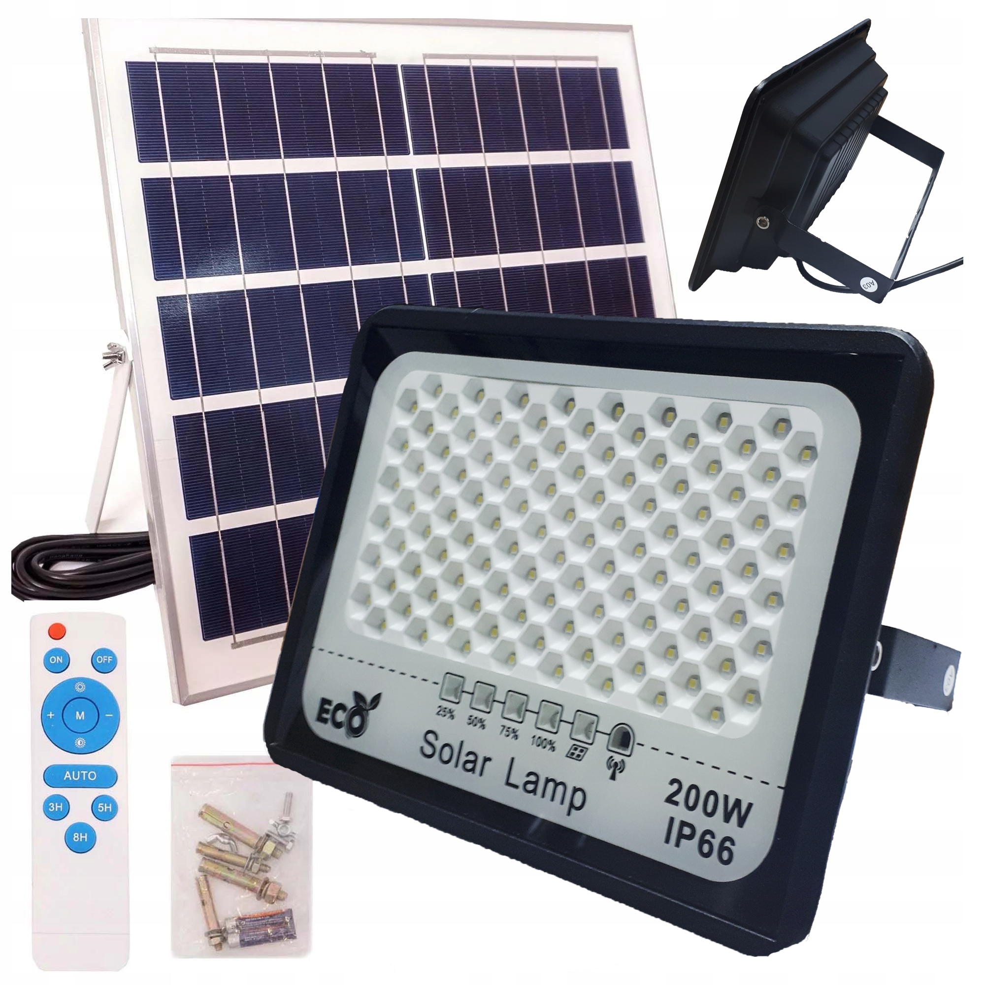 LAMPA SOLARNA LED 200W HALOGEN NAŚWIETLACZ ULICZNA (5905954325580 ...