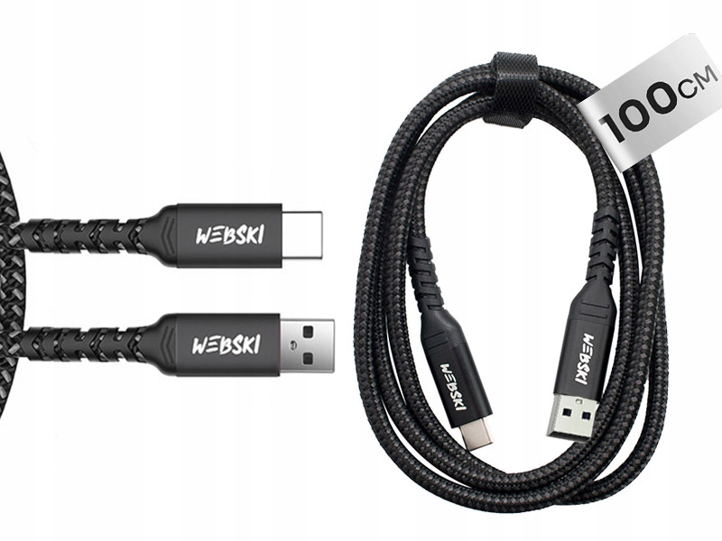 Kabel Webski USB - USB typ C 1 m czarny - Sklep, Opinie, Cena w Allegro