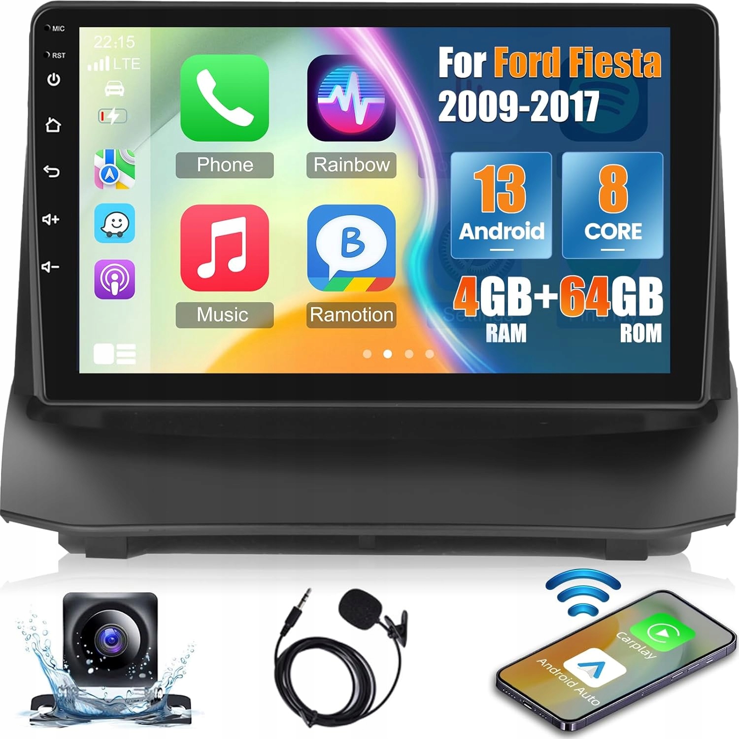 Radio LEMAX 4 + 64G Android 13.0 z Carplay/Android Auto do Forda Fiesta ...