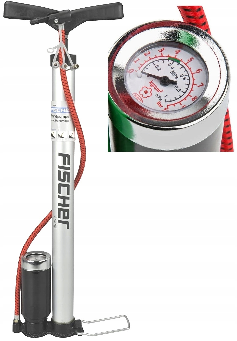 Pompka do roweru z manometrem 8 bar FISCHER FARRAD rowerowa mocna ...