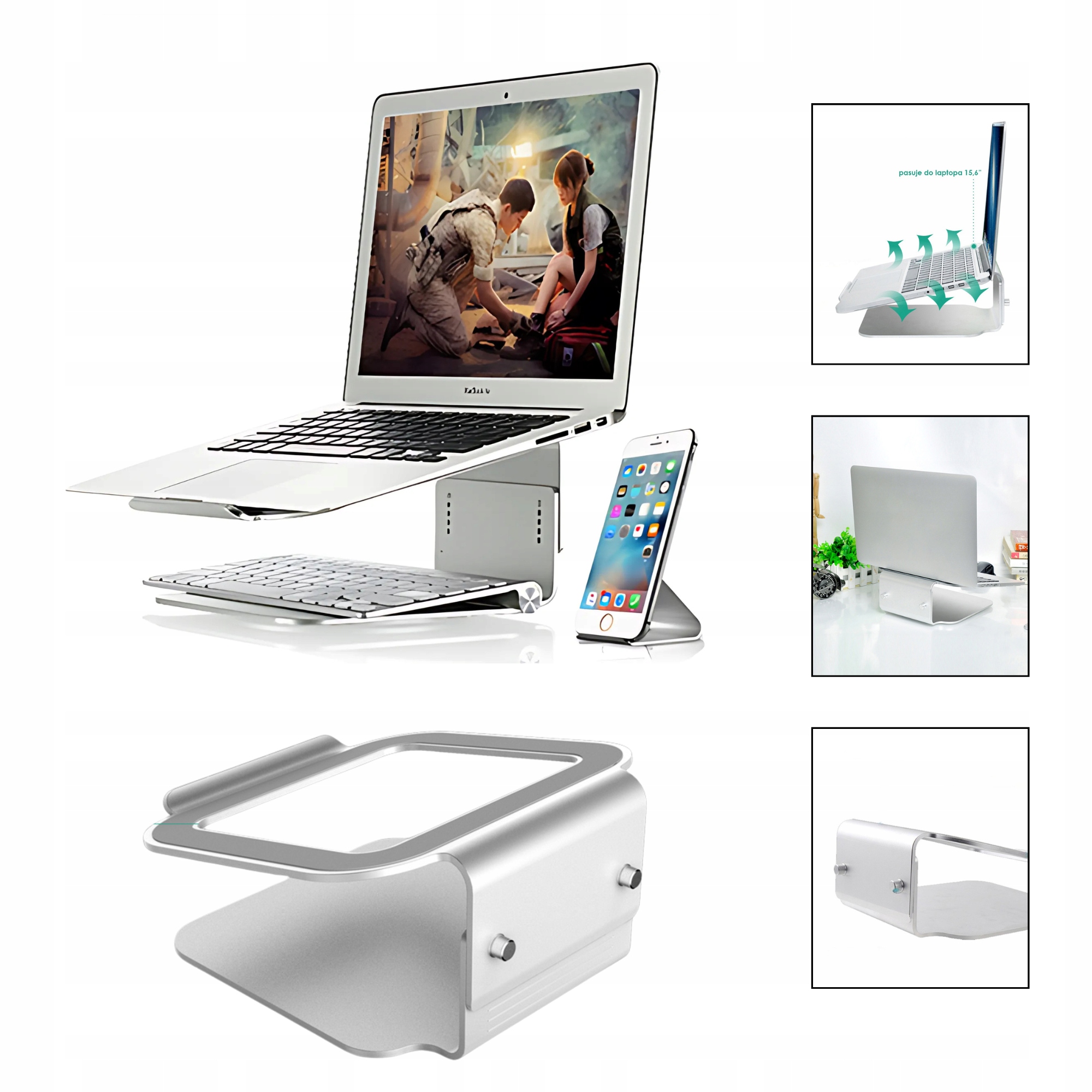 ALUMINIOWA PODSTAWKA BIUROWA STOLIK POD LAPTOP-A MACBOOK-A NOTEBOOK-A ...