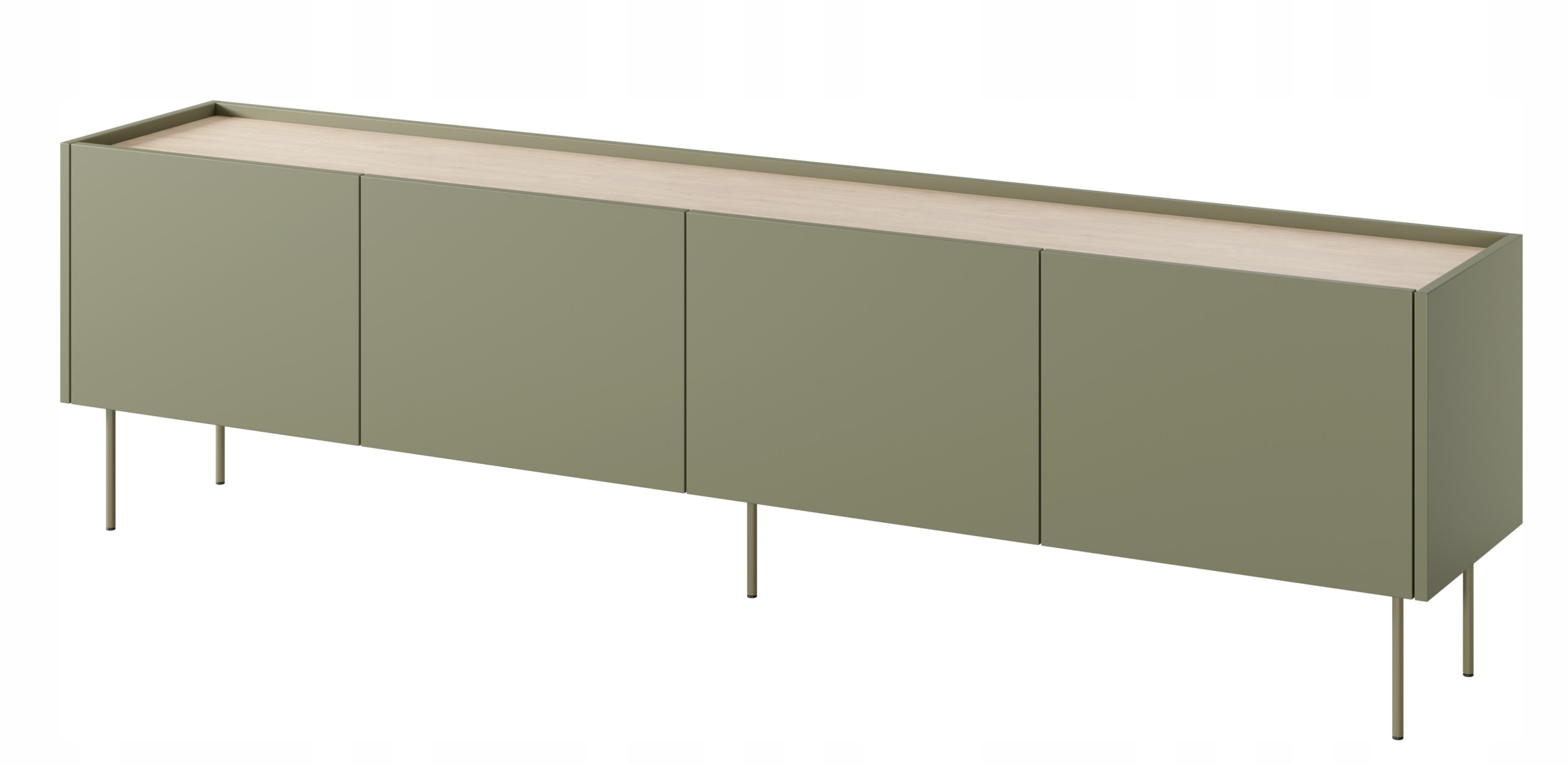 KOMODA RTV SZAFKA STOLIK pod telewizor 220 cm stojąca nóżki oliwka dąb ...