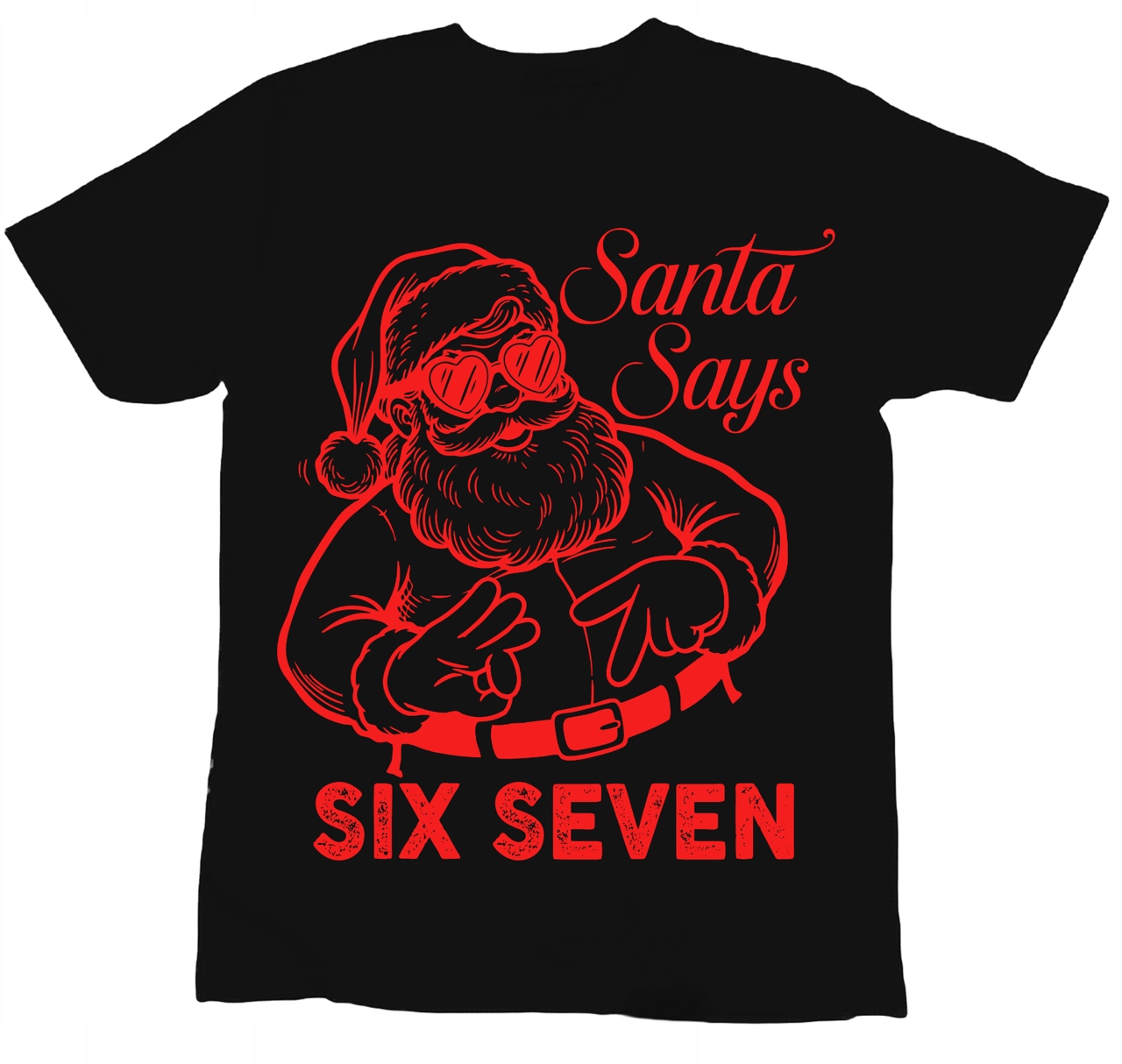 Dětské Tričko Santa Says 67 Černé 3/4 roky Vánoční 67 Six Seven Vánoce ...