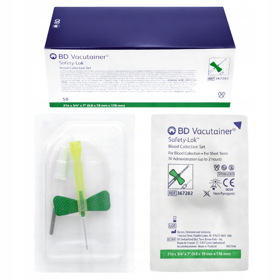 IGŁA MOTYLEK BD Vacutainer 21G 0,8x19mm 178mm x50 (30382903672821 ...