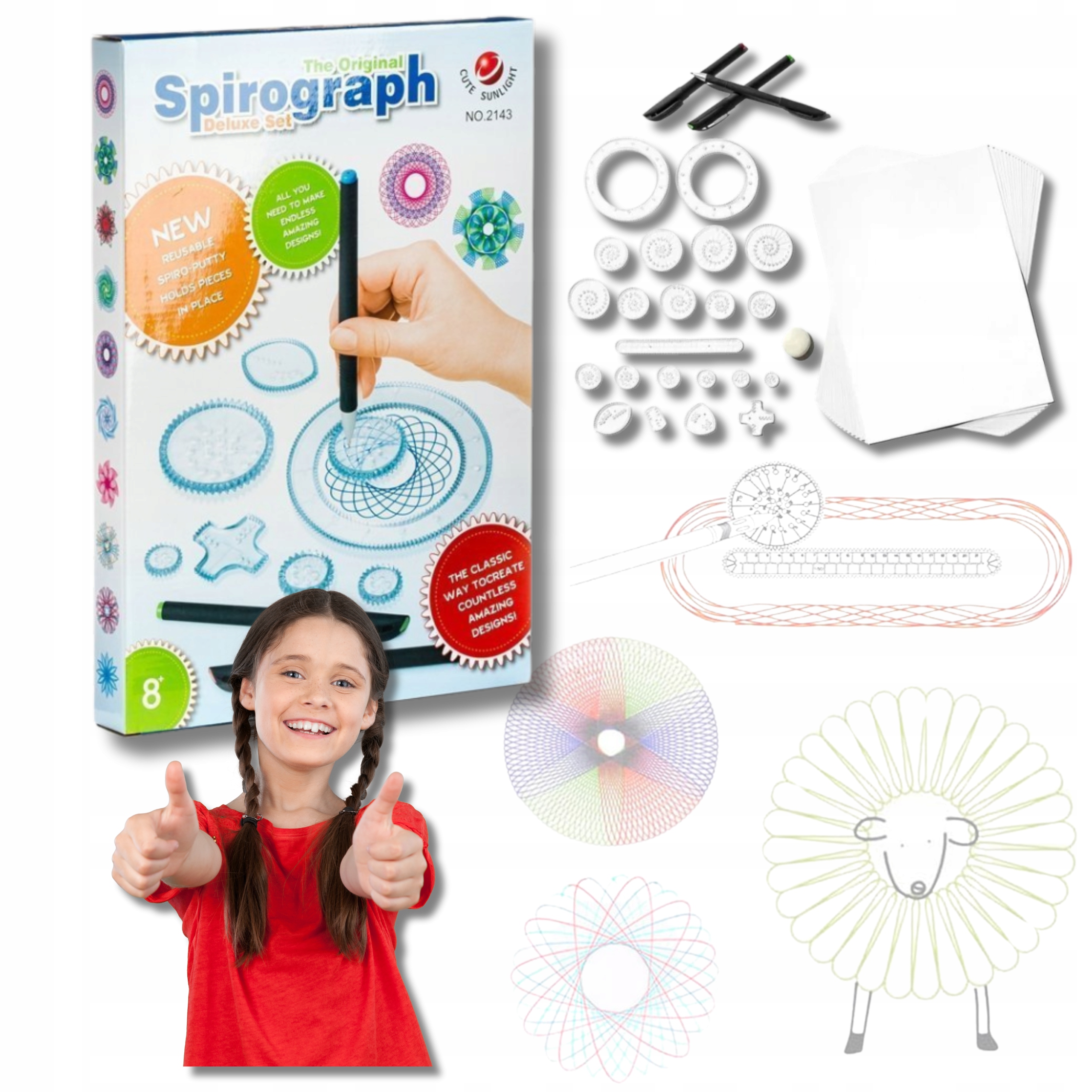 SPIROGRAF ZESTAW DO RYSOWANIA DLA DZIECI PISAKI MAZAKI ZABAWKA ...