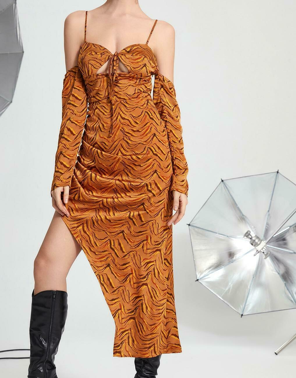 SATYNOWA WZORZYSTA SUKIENKA PRINT SHEIN XS • Cena, Opinie • Sukienki 16638842827 • Allegro