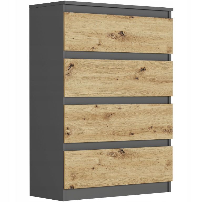 Duża Komoda 4 Szuflady Szafka Antracyt Mix Artisan Pl R-4 - Mobene ...
