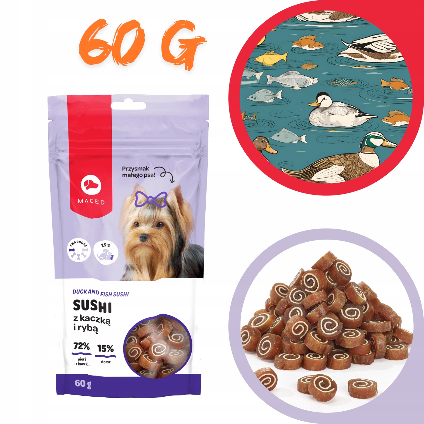 Przysmaki Maced sushi z kaczką i rybą 60 g • Cena, Opinie - Allegro