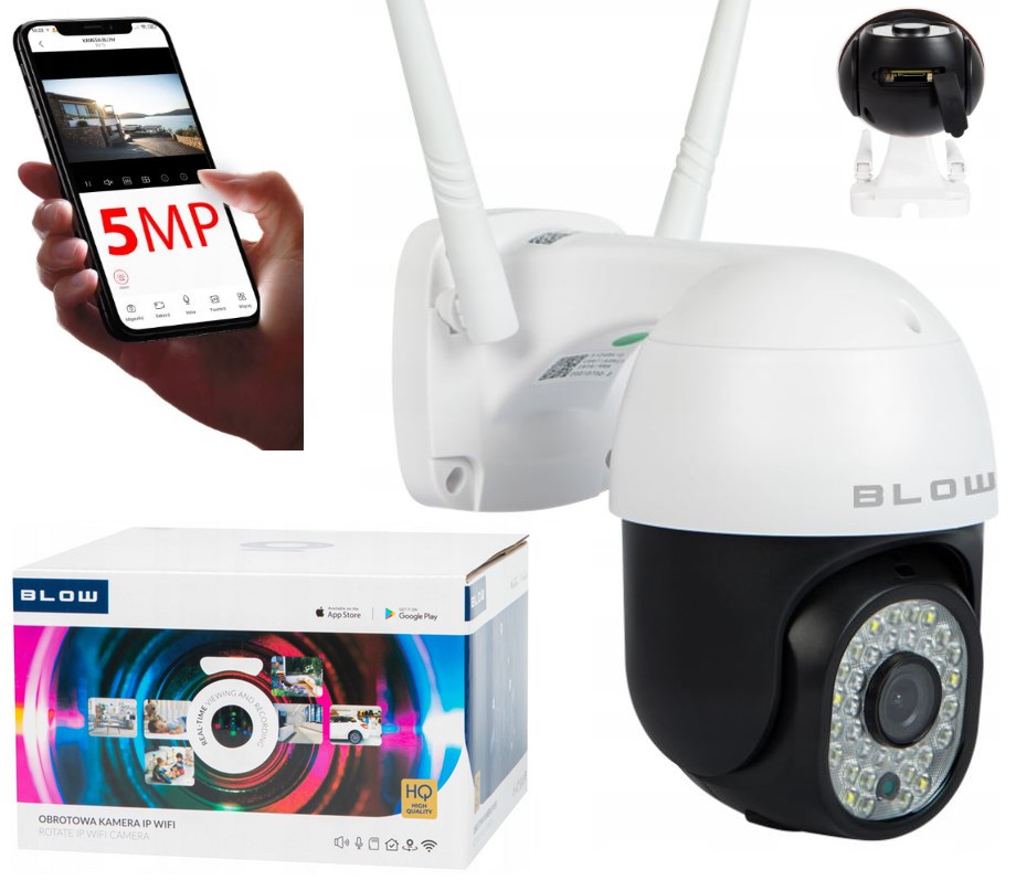 KAMERA WiFi IP ZEWNĘTRZNA 5MPX TRYB NOCNY IR OBROTOWA 2,5K PTZ LAN RJ ...