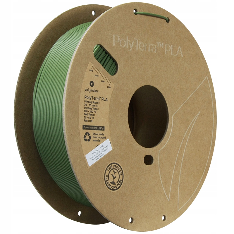 Filament Polymaker PolyTerra PLA - Army Dark Green / 1 kg, 1.75mm - Allegro