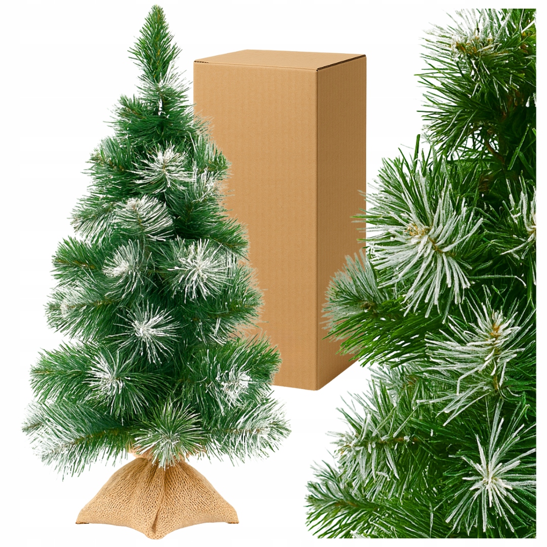 CHOINKA SZTUCZNA Ośnieżona PIĘKNA GĘSTA Na biurko Mała 65cm JUTA ...