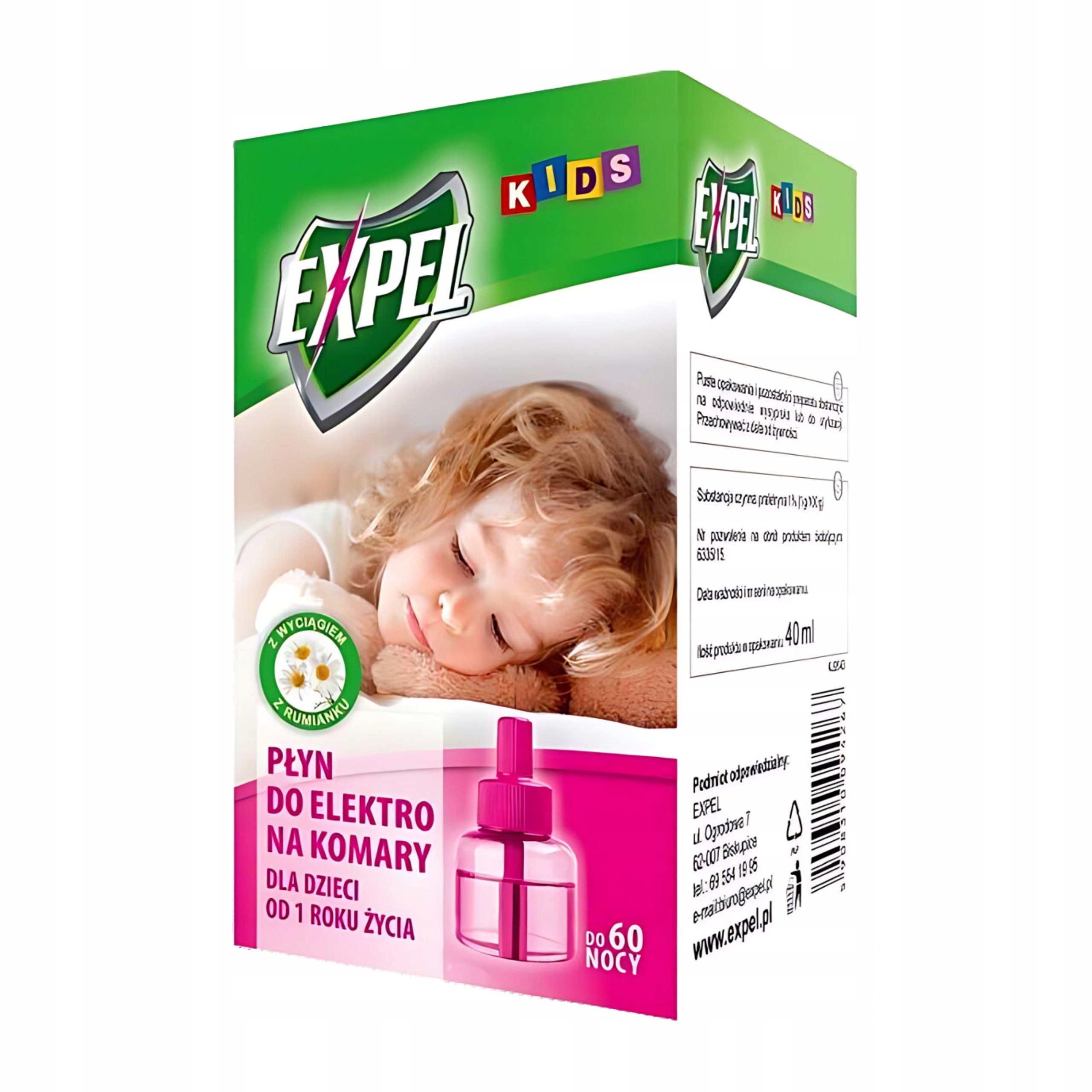 EXPEL KIDS WKŁAD 40ML PŁYN DO ELEKTRO NA KOMARY DLA DZIECI OD 1 ROKU ...