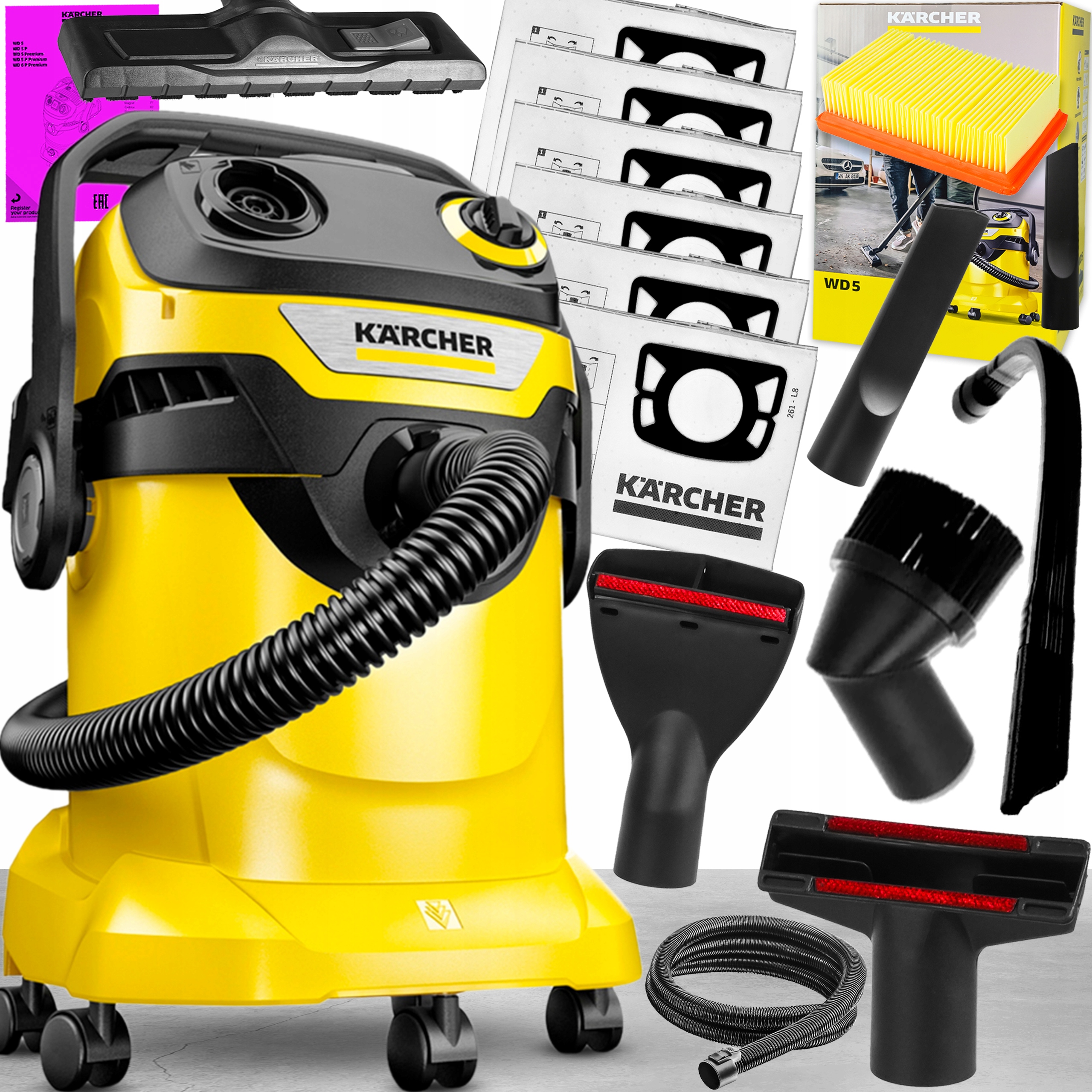 KARCHER ODKURZACZ PRZEMYSŁOWY WD 5 MEGA MOCNY XXXL (ODKURZACZ PRZEMYSŁOWY WD5 1.628-300.0 ...