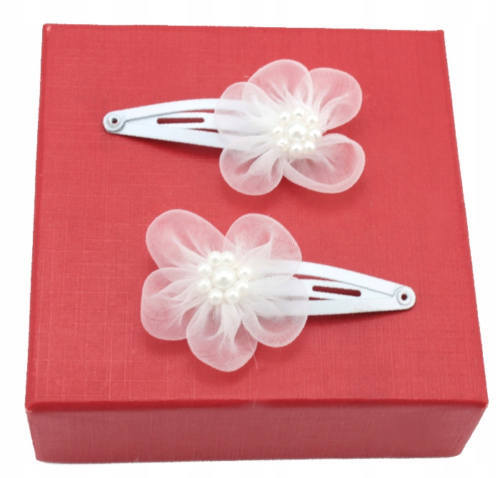 SPINKI DO WŁOSÓW KWIATY 2 SZTUKI KOMUNIA czerwony • Cena, Opinie - Allegro