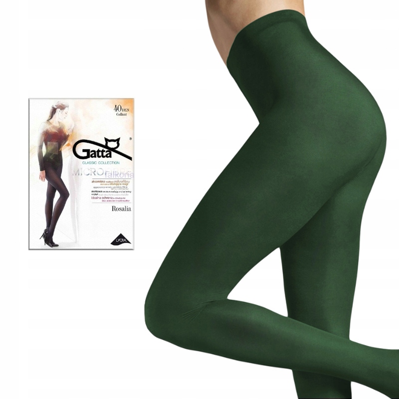 Grube rajstopy Gatta Rosalia 40den bottle green 3M 12611553426 - Allegro.pl