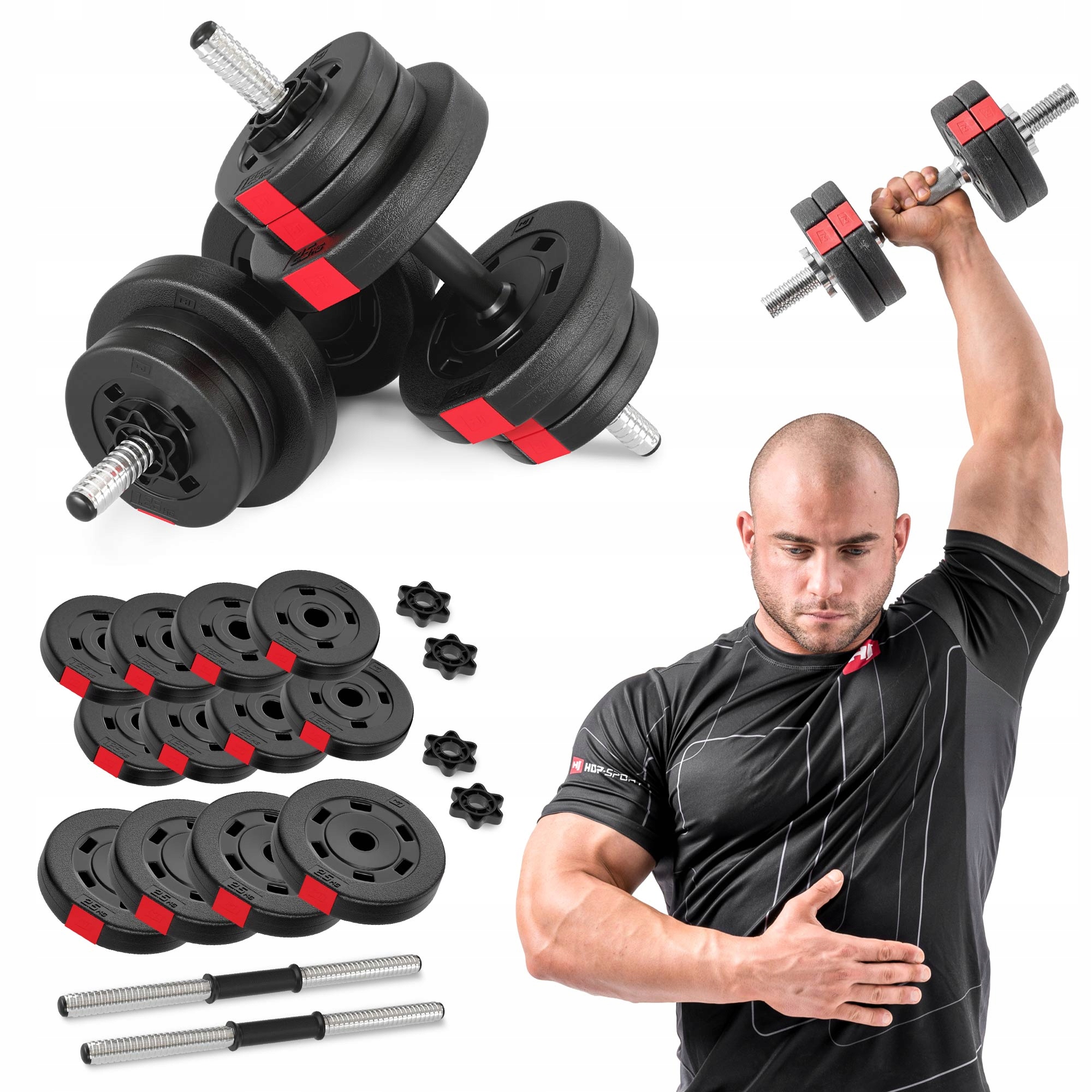 Hantle kompozytowe zestaw hantli 2x10kg regulowane bitumiczne sztanga ...