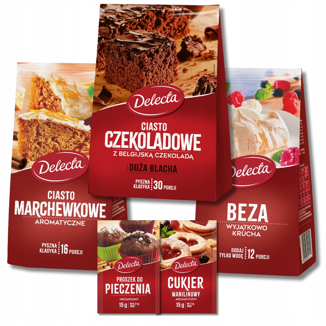 DELECTA Ciasto w proszku Czekoladowe Marchewkowe Beza + Cukier i ...
