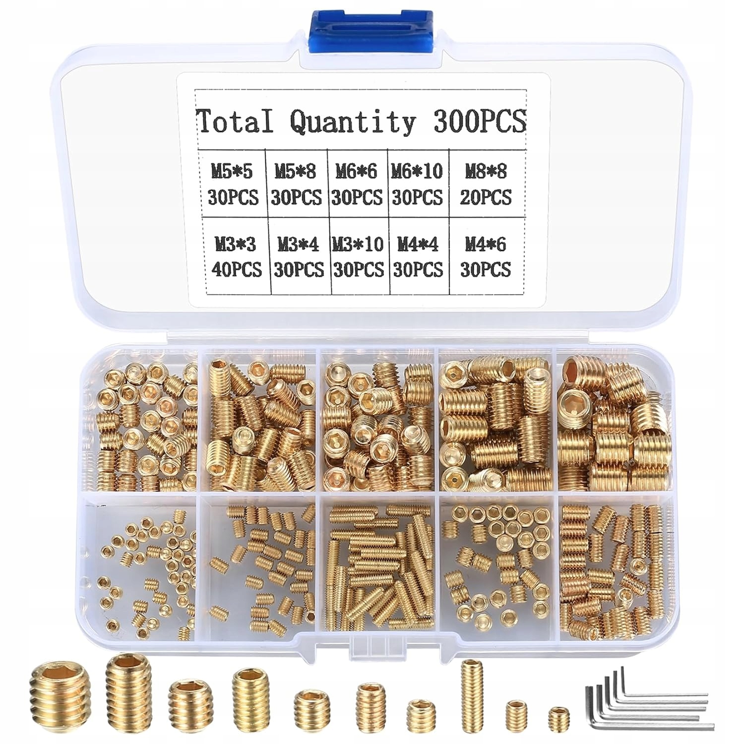 ŚRUBY WKRĘTY IMBUSOWE DOCISKOWE BEZ ŁBA - ZESTAW 300 SZTUK M3/M4/M5/M6/M8 (6092141884) • Cena ...