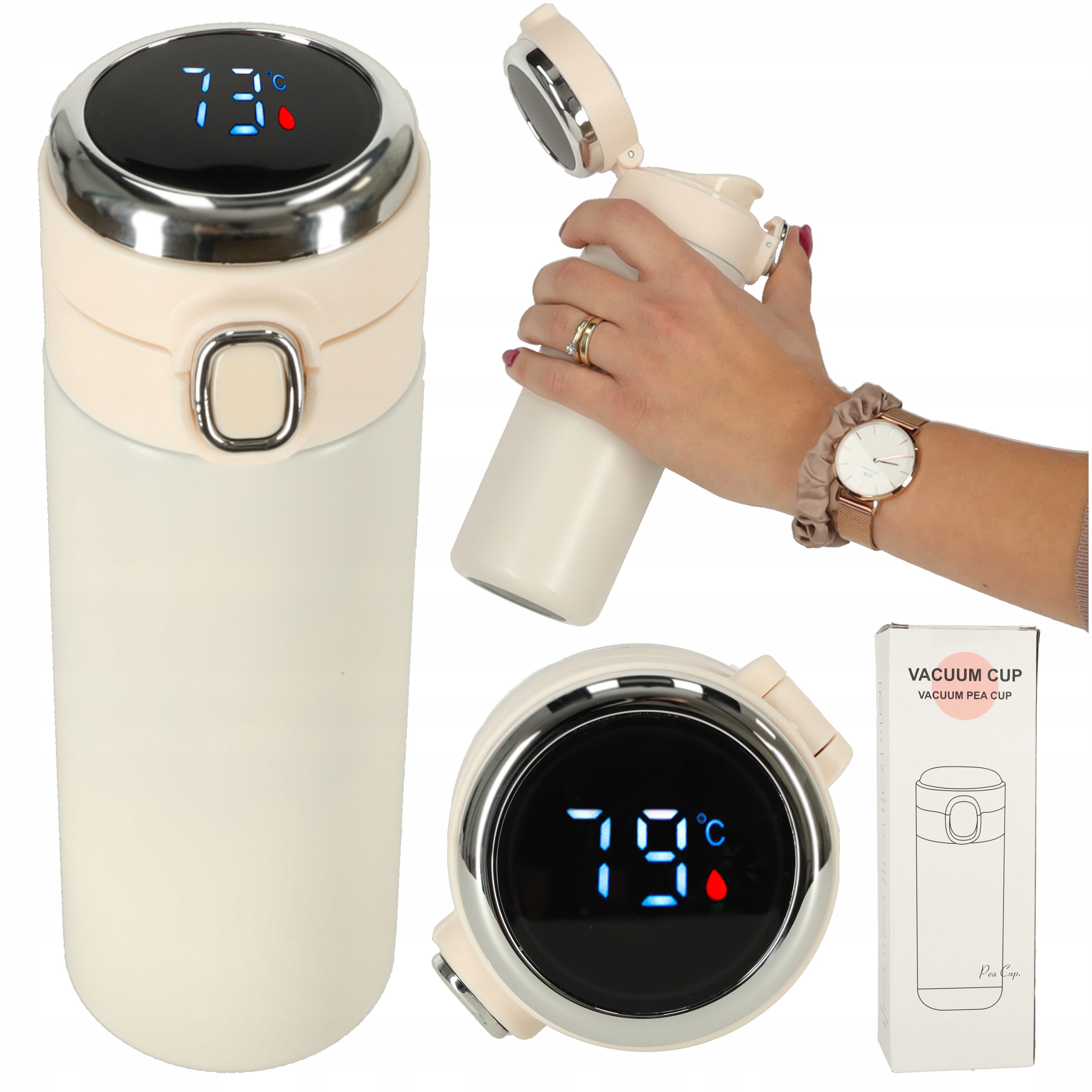 KUBEK TERMICZNY Z USTNIKIEM TERMOS WYŚWIETLACZ LED BUTELKA 420ML - KX4407_1 - 14489607343 ...