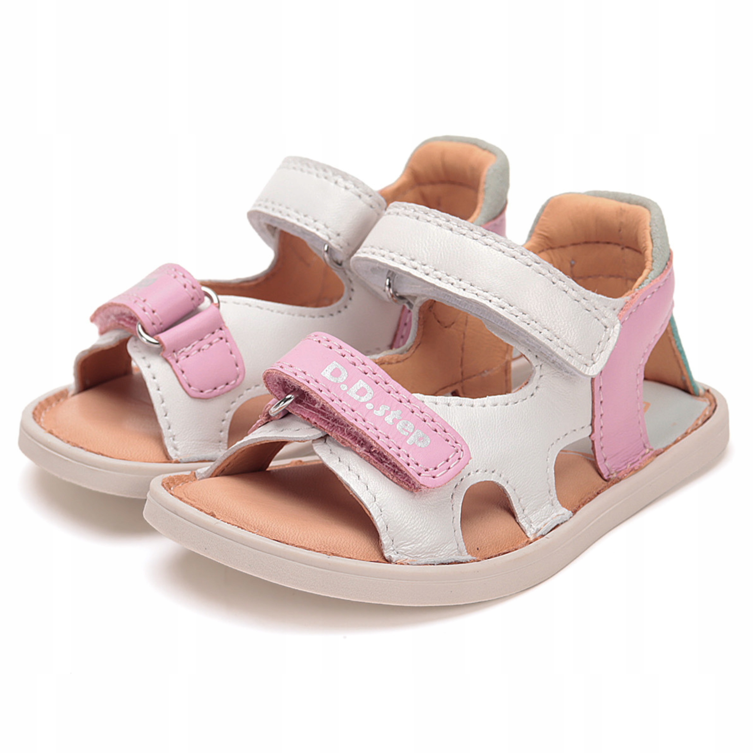 D.D STEP G076-51334CM SANDAŁY BAREFOOT DZIEWCZĘCE SKÓRZANE WHITE BIAŁE ...