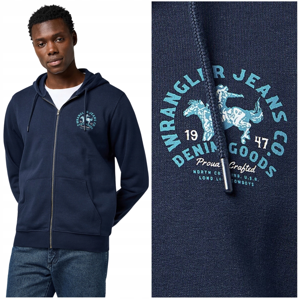 Męskie Bluza z kapturem WRANGLER GRAPHIC ZIP HOODIE L (5401139514850 ...