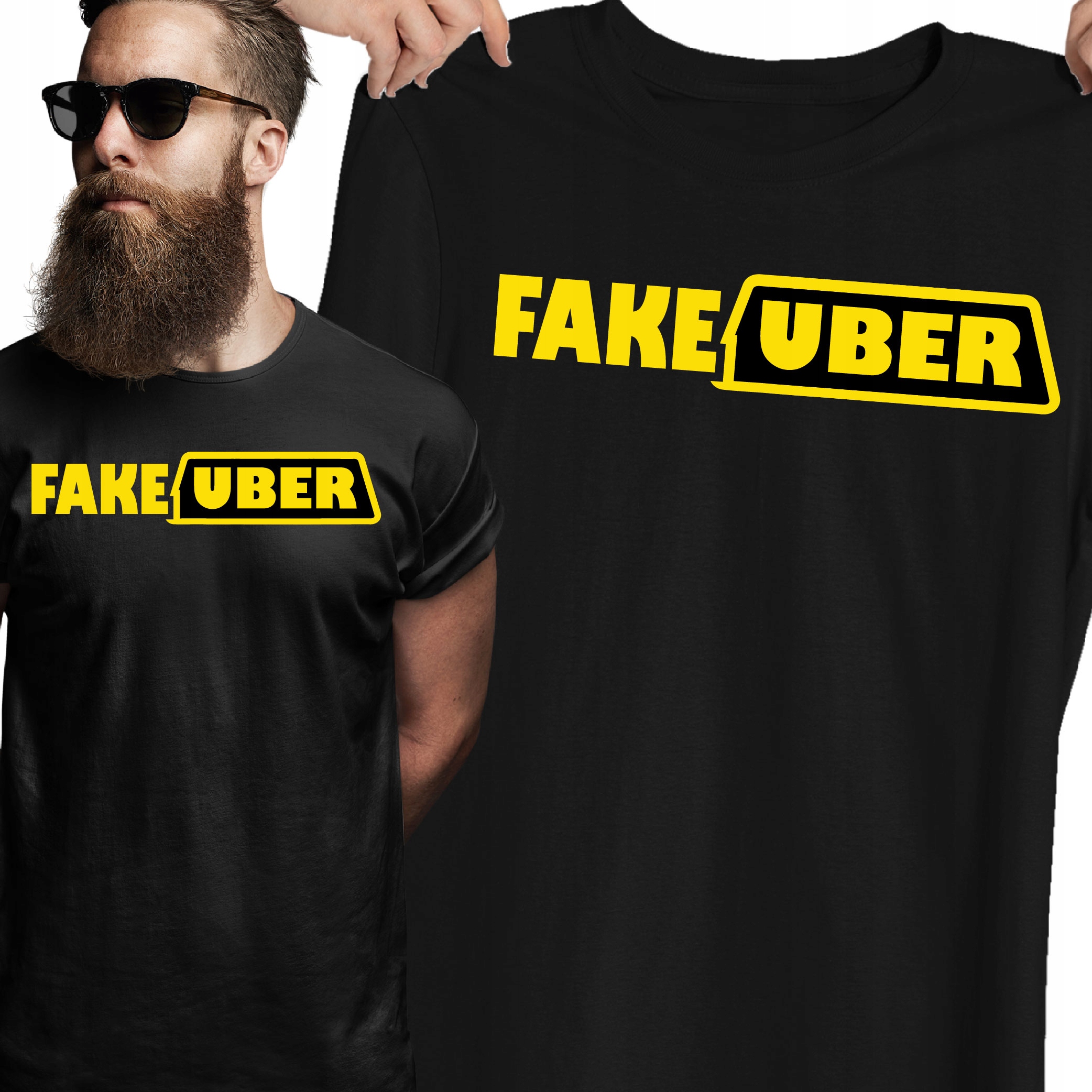 ŚMIESZNA KOSZULKA FAKE UBER DRIVER KIEROWCA UBERA 13252923774 - Allegro.pl