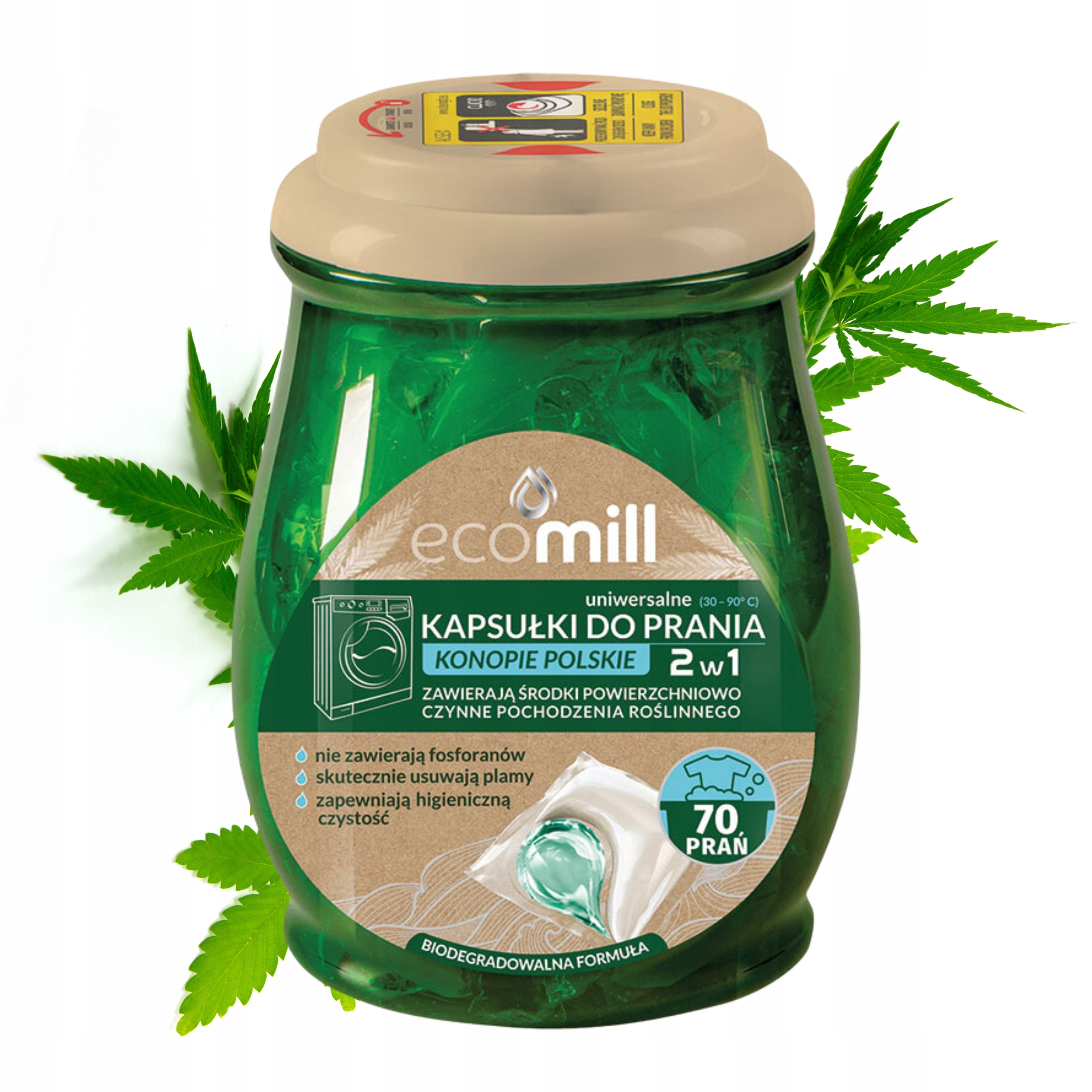 ECOMILL Kapsułki do prania 2w1 UNIWERSALNE KONOPIE POLSKIE 70 szt ...