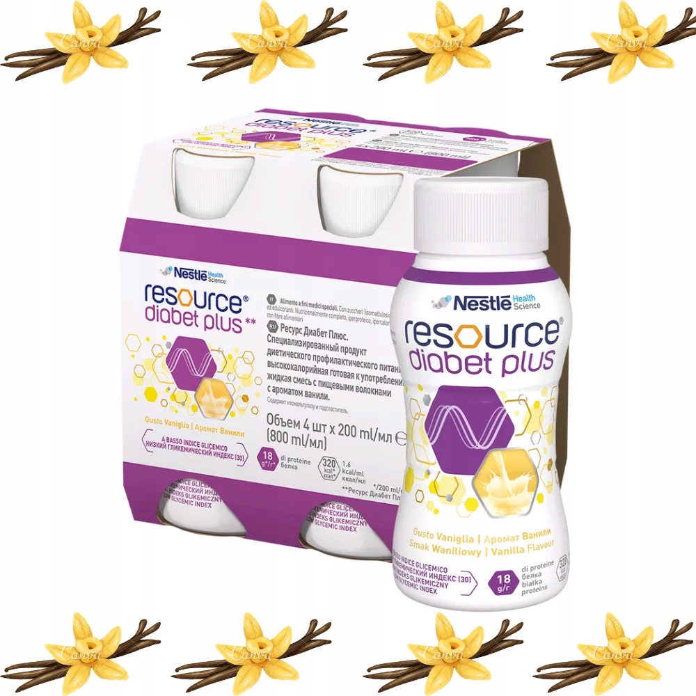 Płyn Nestle Resource Diabet Plus waniliowy 4x200ml (07613035320581) • Cena, Opinie • Żywność ...