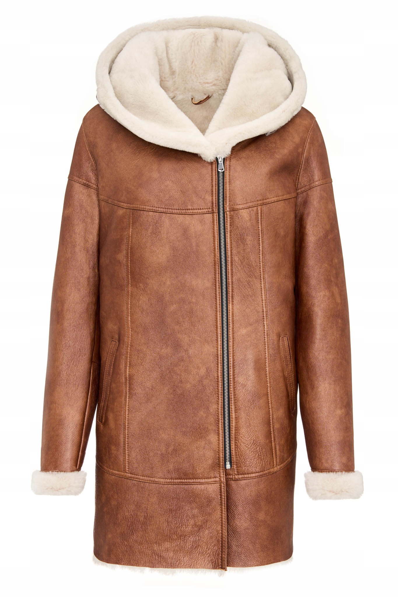 Kożuch Naturalny z kapturem ATD-201 • Cena, Opinie • Futra i kożuchy ...