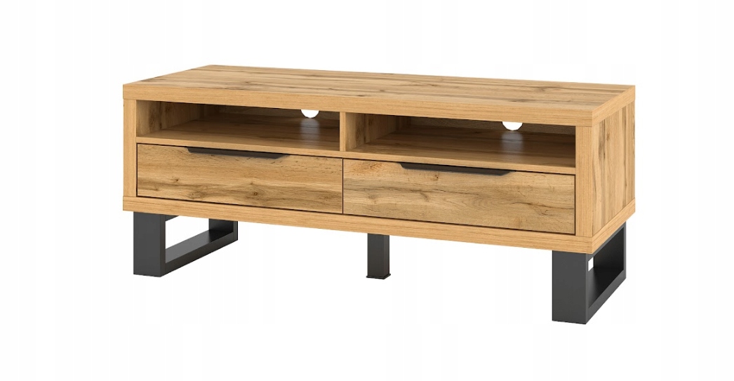 Stolik RTV 124 cm HALLE 41 Dąb Wotan nogi metalowe • Cena, Opinie ...